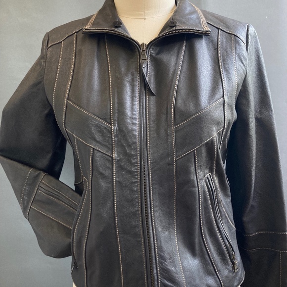 a.n.a | Jackets & Coats | Leather Jacket With Contrast Topstitching ...